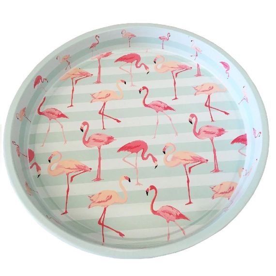 Plateau rond en métal déco flamants roses D33cm Out of the blue - Mr ...
