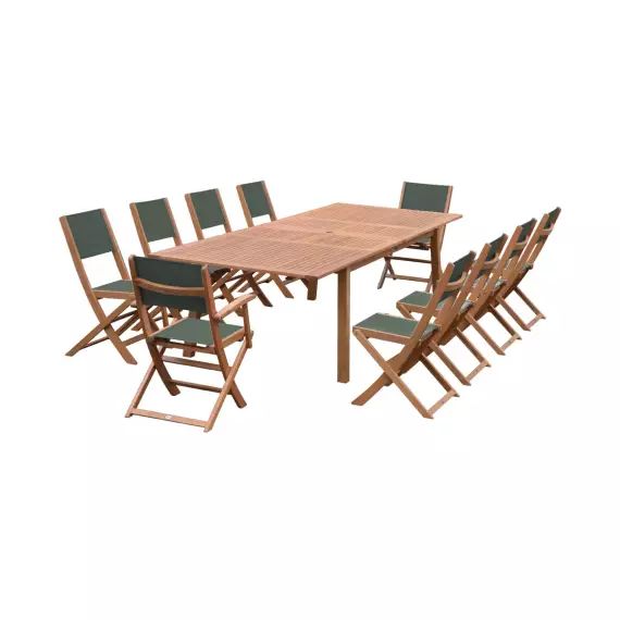 Table de jardin extensible bois savane, 10 chaises sweeek - Mr Scandinave