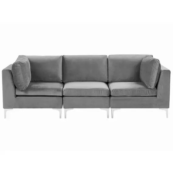 Canapé modulable 3 places en velours gris Beliani - Mr Scandinave