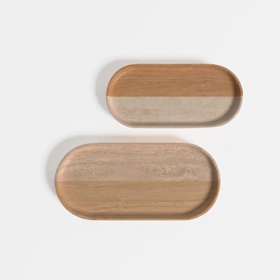 Set de 2 plateaux Vérone en bois d'acacia naturel Potiron Paris - Mr Scandinave