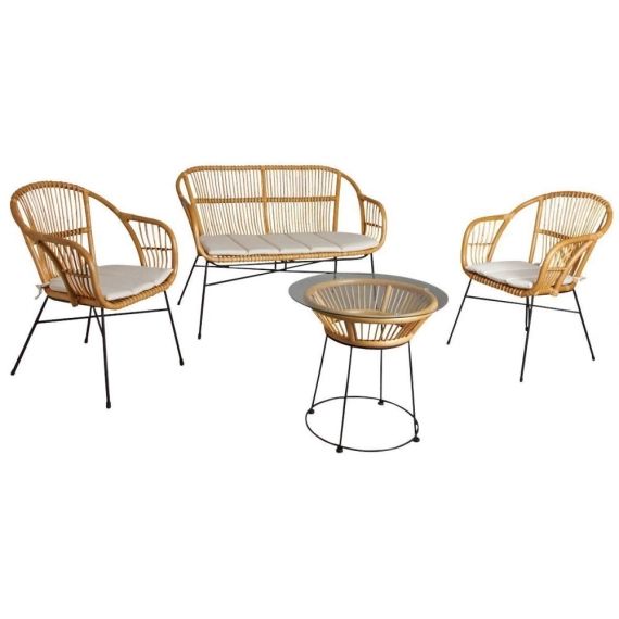 Salon de jardin en rotin naturel énoué Aubry Gaspard - Mr Scandinave