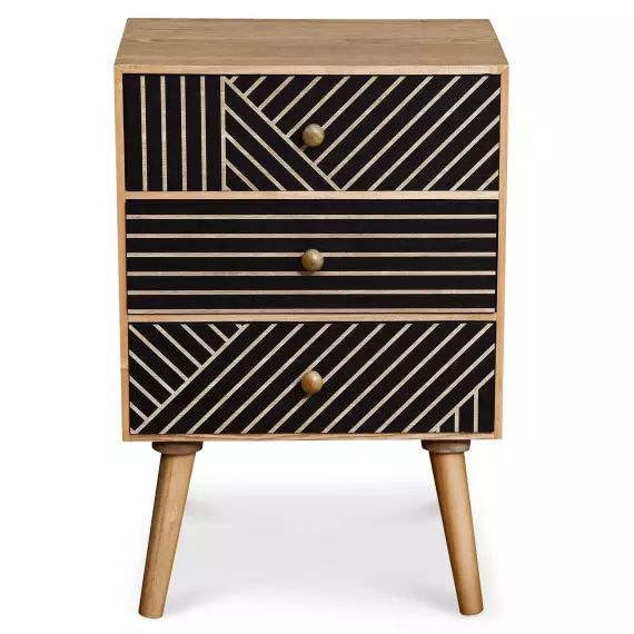 Commode 3 tiroirs en bois avec motifs géométriques Menzzo - Mr Scandinave