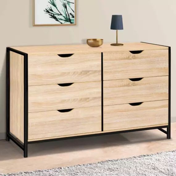 Commode design industriel 6 tiroirs 140 cm - Mr Scandinave
