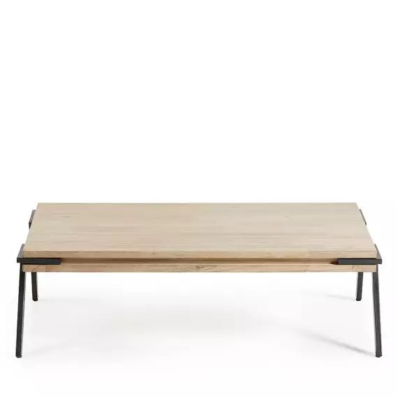 Spike - Table basse rectangle bois massif et métal Kave Home - Mr ...