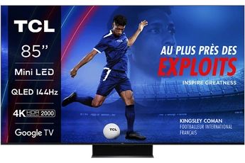 TV LED Tcl 85C845 85" 4K QLED Mini-LED 144Hz 214cm 2023 - Mr Scandinave